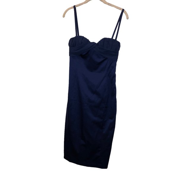 Versace | Dresses | Versace Italy As New Deep Blue Sweetheart Satin ...